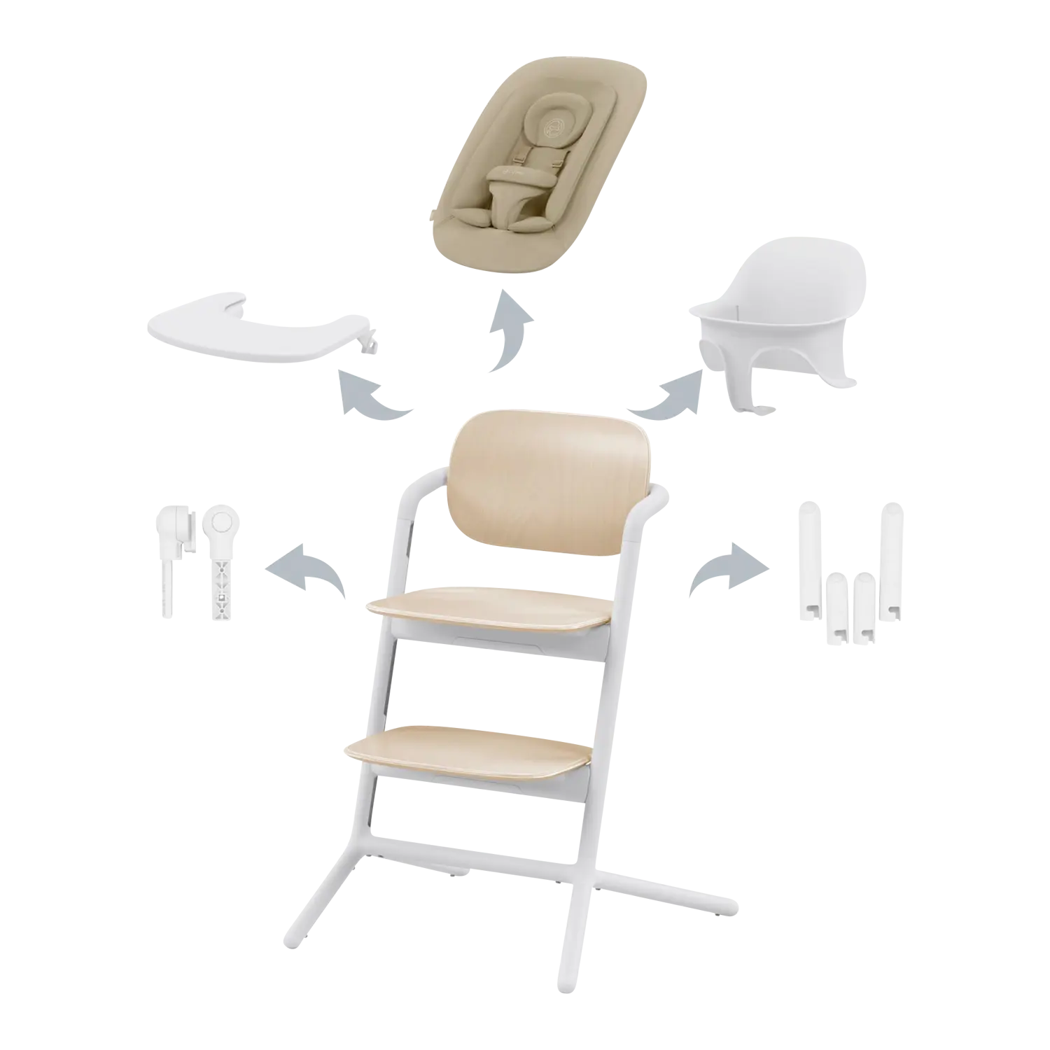 CYBEX LEMO Chair Highchair 4-in-1 Set, Sand White / White - Worldshop