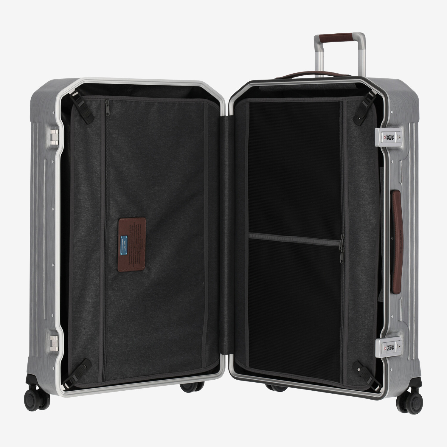 Piquadro Hard Shell Trolley L, Silver Grey/Cognac - Worldshop