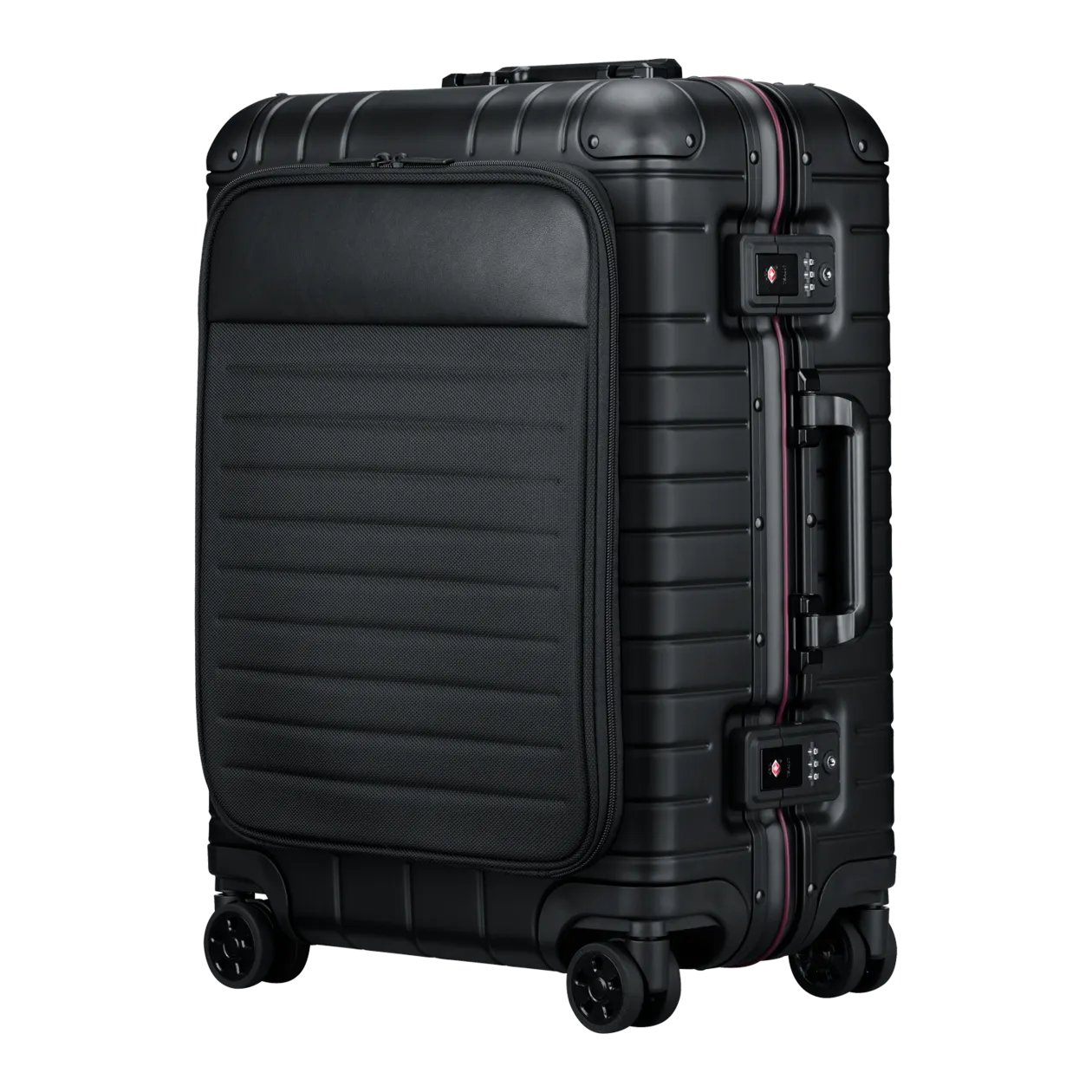 SWISS Aluminium Collection Trolley S with Front Pocket, Black - Worldshop