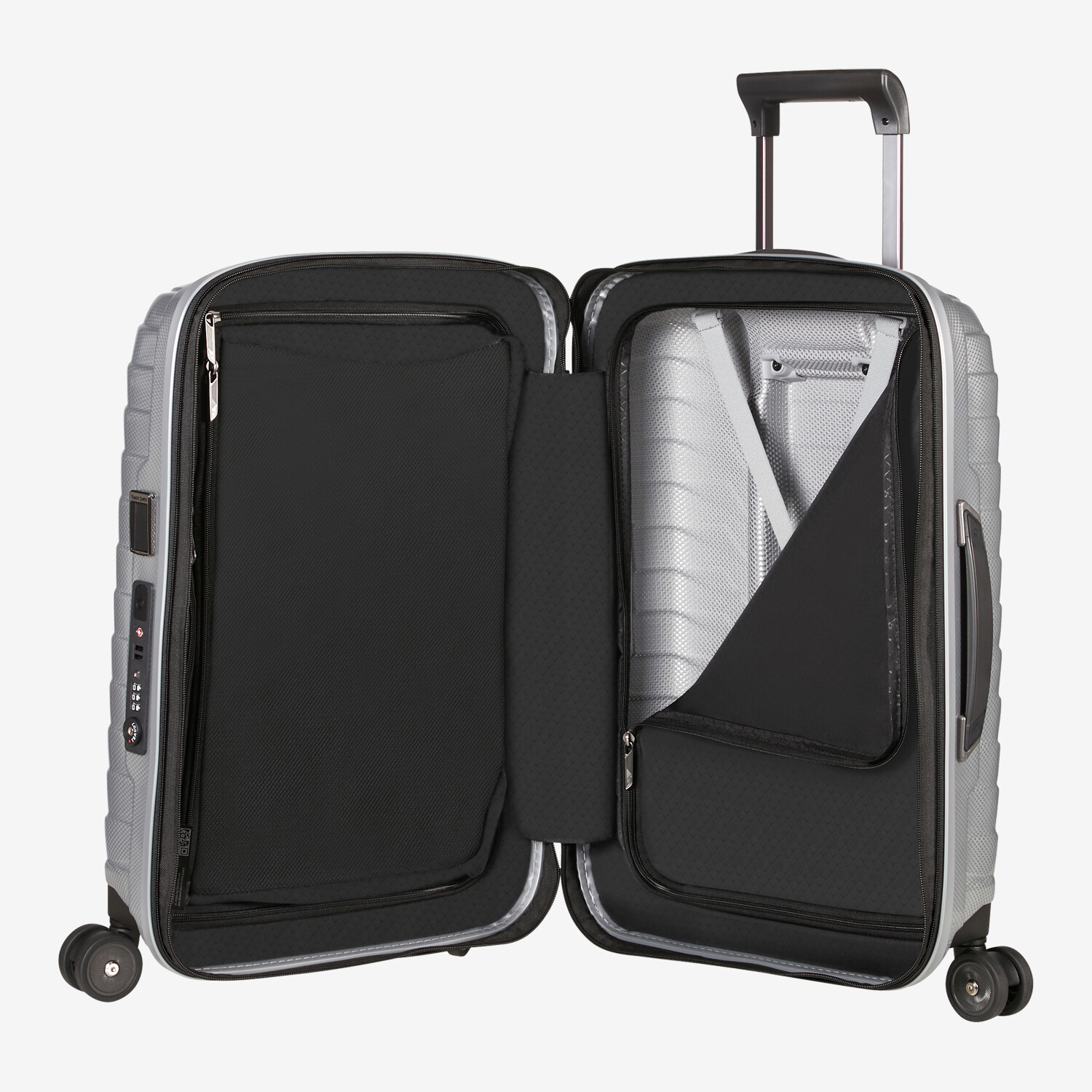 Samsonite Proxis Spinner 55 Cabin Trolley (Expandable), Silver - Worldshop