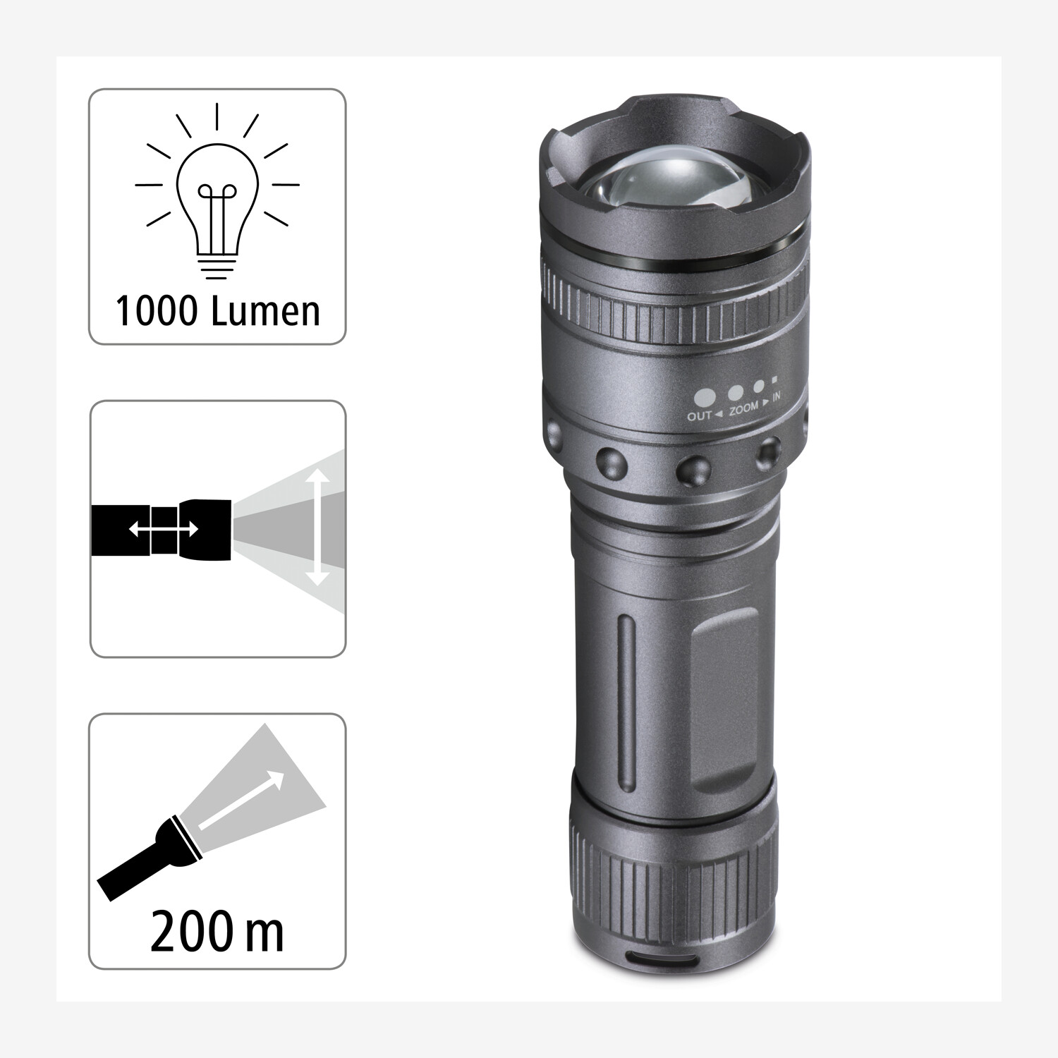 Hama Ultra Pro LED Torch, Grey / Silver-Coloured - Worldshop