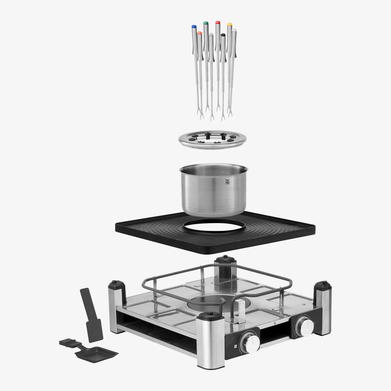 WMF Lumero Gourmet Station 3-in-1 Raclette Fondue Grill, Black ...