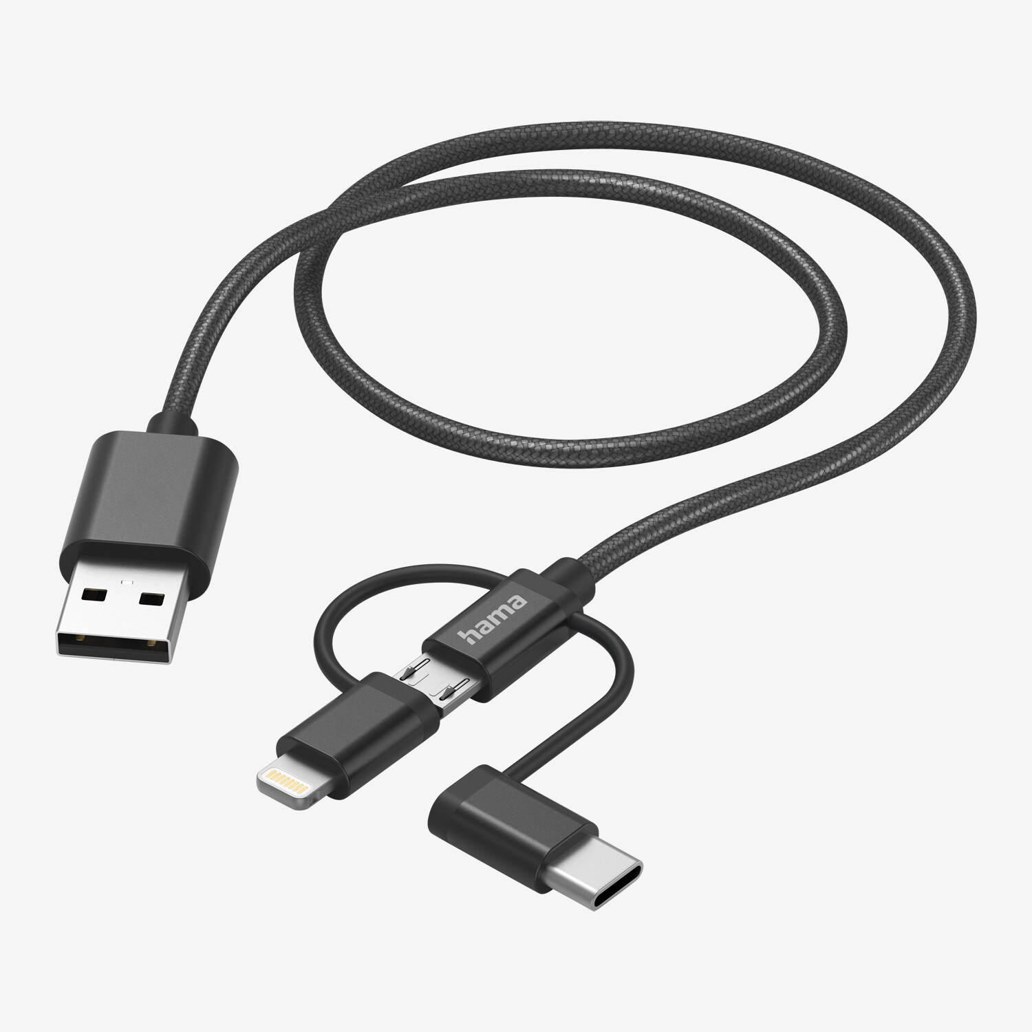 Hama 3-in-1 Micro USB Cable, Black - Worldshop