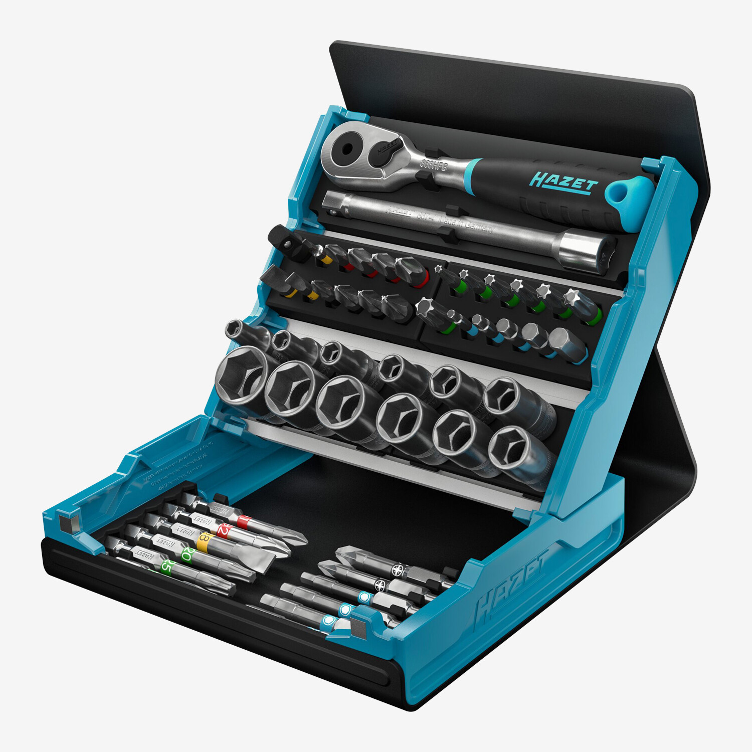 HAZET SmartCase Bit Set Tool Set, 50 Pcs., Blue/Black - Lufthansa WorldShop