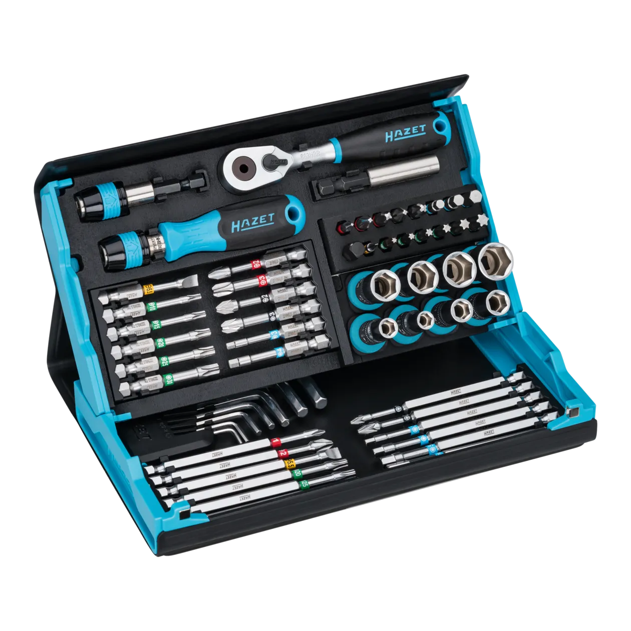 HAZET SmartCase Bit Set, 59 pcs., HAZET Blue - Worldshop