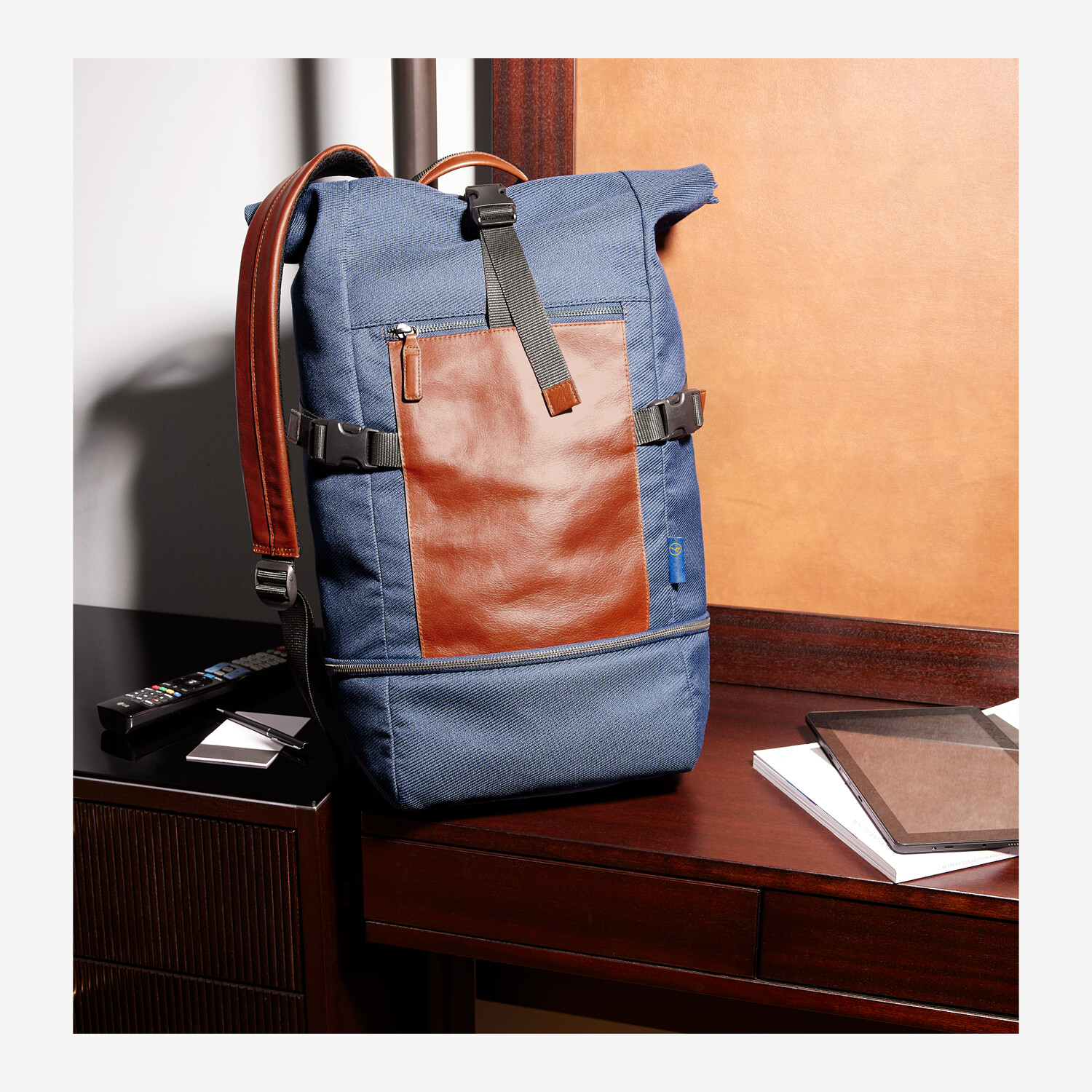 Lufthansa Upcycling Collection Roll-Top Backpack, Dark Blue - Worldshop