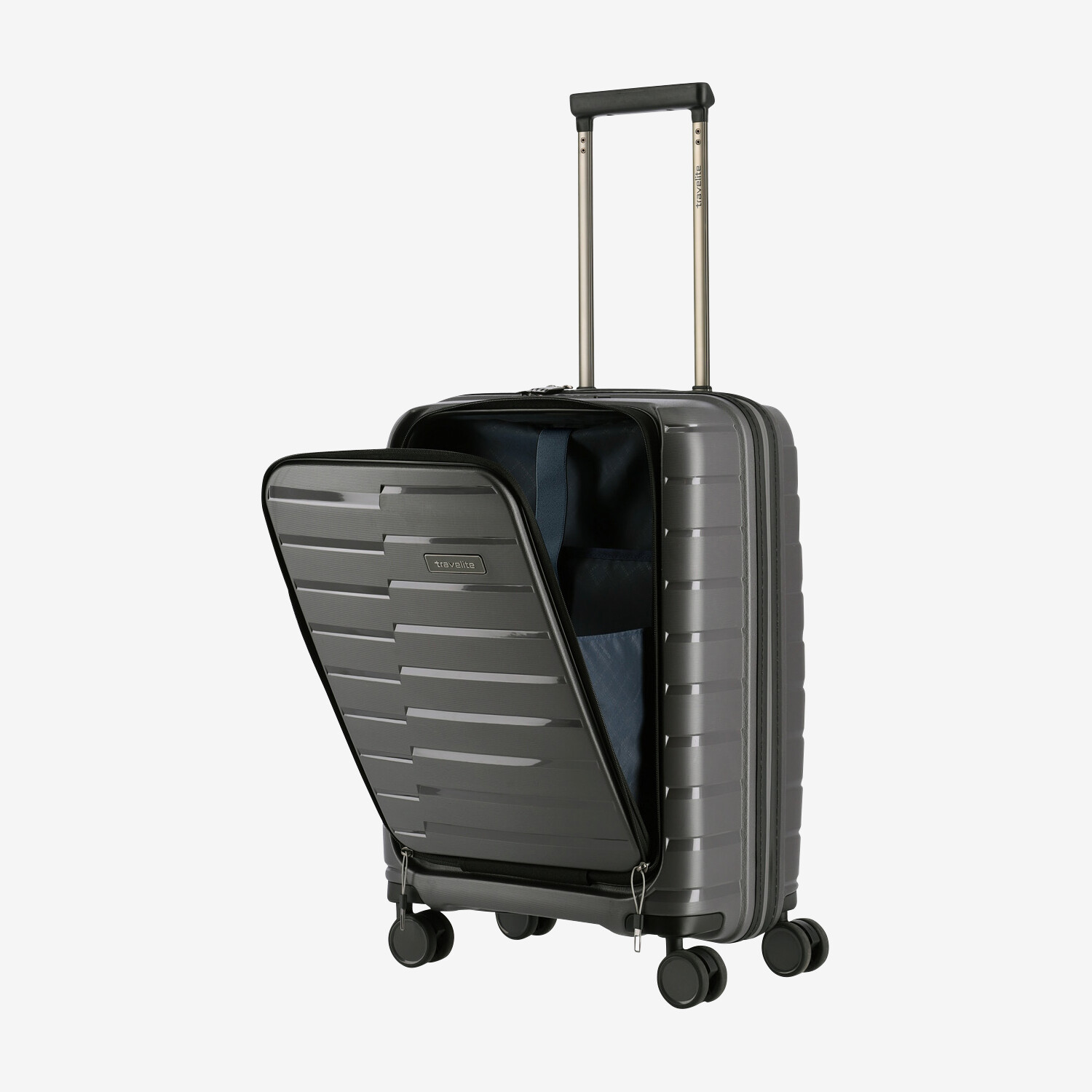 travelite Air Base Cabin Trolley with Front Pocket, 4-Wheel, Anthracite ...